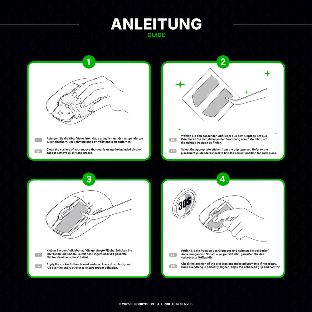 SensoryBoost® Grip Tape Set + Pad für Logitech G502 Hero & Lightspeed ...